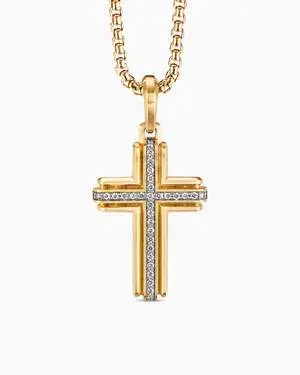 David Yurman 18k Yellow Gold Cross Pendant With Diamonds - Diamond