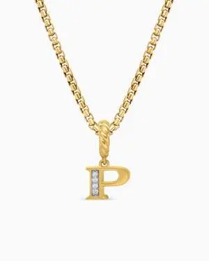 David Yurman 18k Yellow Gold Pavé Diamond Initial Pendant - All 18k Yellow Gold