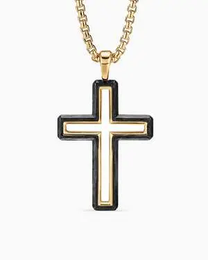 David Yurman Cross Pendant In 18k Yellow Gold