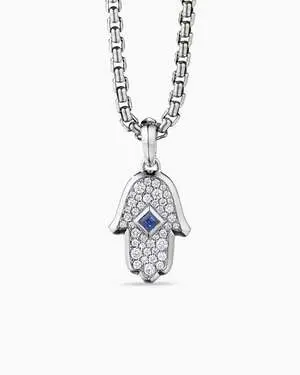 David Yurman Hamsa Amulet With Diamonds And Sapphire - Light Blue Sapphire