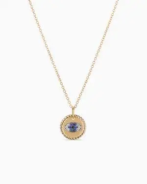 David Yurman Cable Collectibles Evil Eye Pendant Necklace - Light Blue Sapphire