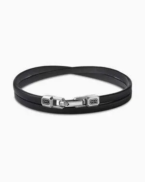 David Yurman Streamline® Double Wrap Bracelet - Black Leather