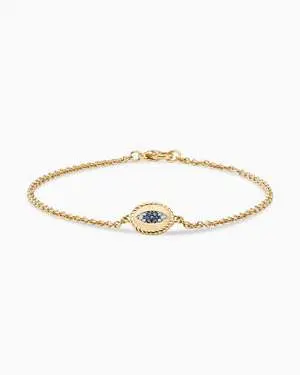 David Yurman Cable Collectibles Evil Eye Charm Bracelet - Light Blue Sapphire