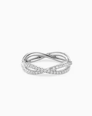 David Yurman Dy Infinity Platinum Band Ring With Diamonds - Diamond