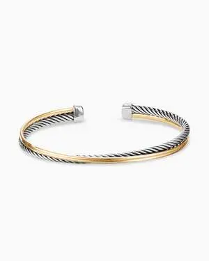 David Yurman Sterling Silver And 18k Yellow Gold Crossover Bracelet - Sterling Silver/18k Yellow Gold