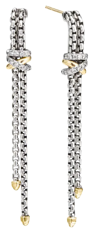 David Yurman Petite Helena Chain Drop Earrings Diamond/Yellow