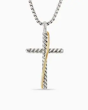 David Yurman Sterling Silver And 18k Yellow Gold Crossover Cross Pendant Necklace - Sterling Silver/18k Yellow Gold