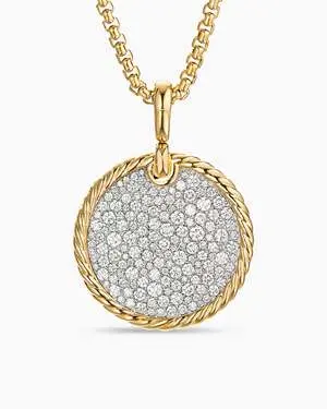 David Yurman Dy Elements® Disc Pendant In 18k Yellow Gold With Diamonds - Diamond
