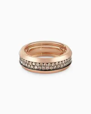 David Yurman 18k Rose Gold Band Ring With Cognac Diamonds - Cognac Diamond
