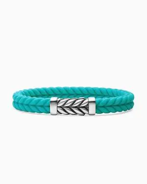 David Yurman Chevron Sterling Silver Bracelet - Turquoise Rubber