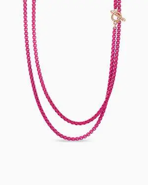 David Yurman Dy Bel Aire Color Box Chain Necklace In Acrylic With 14k Rose Gold Accents - Hot Pink