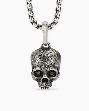 David Yurman Sterling Silver Memento Mori Skull Amulet - Black Diamond
