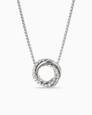 David Yurman Sterling Silver Crossover Pendant Necklace With Diamonds - Diamond
