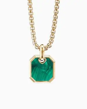 David Yurman 18k Yellow Gold Octagonal Amulet With - Malachite