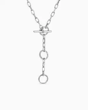 David Yurman Dy Madison Three Ring Chain Necklace - All Sterling Silver