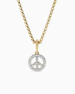 David Yurman Peace Sign Amulet In 18k Yellow Gold With Diamonds - Diamond
