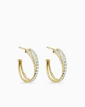 David Yurman Pavé Crossover Hoop Earrings - Diamond