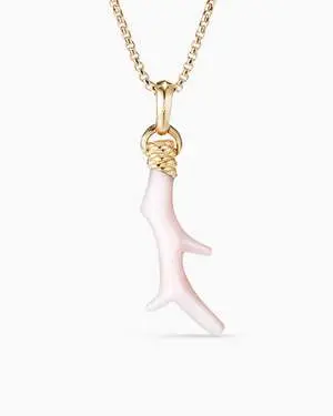 David Yurman Coral Amulet With And 18k Yellow Gold - Pink Opal