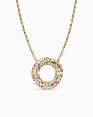 David Yurman 18k Yellow Gold Crossover Pendant Necklace - Diamond