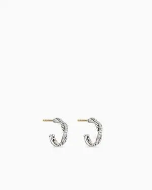 David Yurman Sterling Silver Petite Infinity Huggie Hoop Earrings With Diamonds - Diamond