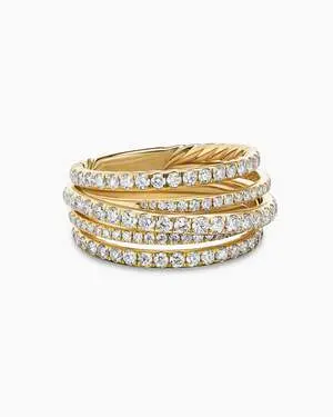 David Yurman 18k Yellow Gold Crossover Pavé Ring - Diamond