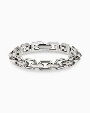 David Yurman Sterling Silver Faceted Flat Link Bracelet - All Sterling Silver