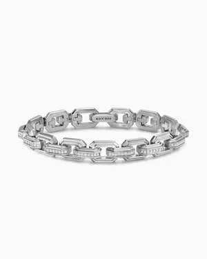 David Yurman David Yurman Sterling Silver Faceted Flat Link Bracelet Diamond