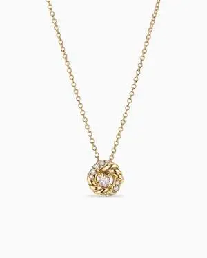 David Yurman 18k Yellow Gold Petite Infinity Pendant Necklace With Diamonds - Diamond