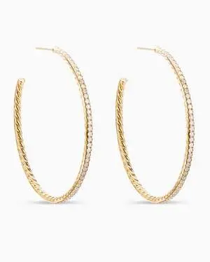 David Yurman 18k Yellow Gold Pavé Hoop Earrings - Diamond