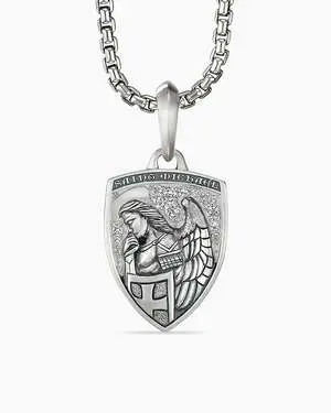 David Yurman David Yurman St. Michael Sterling Silver Amulet Diamond