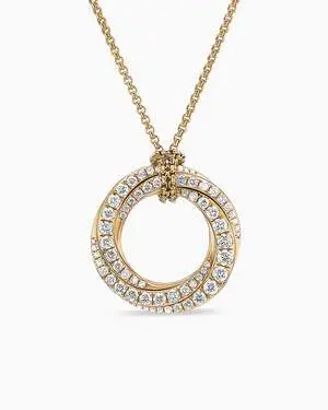 David Yurman 18k Yellow Gold Crossover Pendant Necklace With Diamonds - Diamond