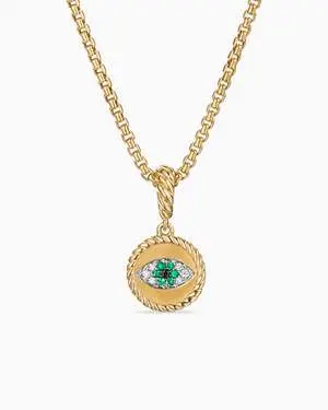 David Yurman 18k Yellow Gold Evil Eye Amulet - Emerald