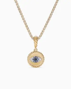David Yurman 18k Yellow Gold Evil Eye Amulet - Light Blue Sapphire