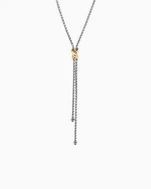 David Yurman Petite X Lariat Necklace - Sterling Silver/18k Yellow Gold