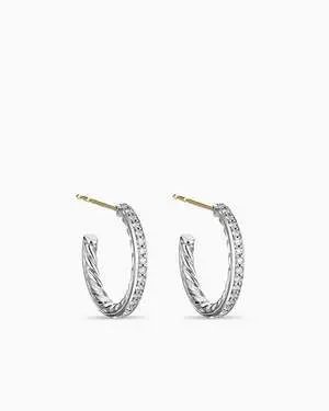 David Yurman Sterling Silver Pavé Hoop Earrings - Diamond