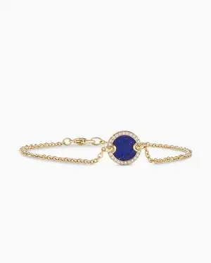 David Yurman Petite Dy Elements® Bracelet In 18k Yellow Gold With And Diamonds - Lapis Lazuli