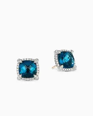 David Yurman Chatelaine Stud Earrings - Hampton Blue Topaz