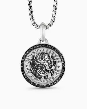 David Yurman Sterling Silver St. Christopher Amulet - Black Diamond