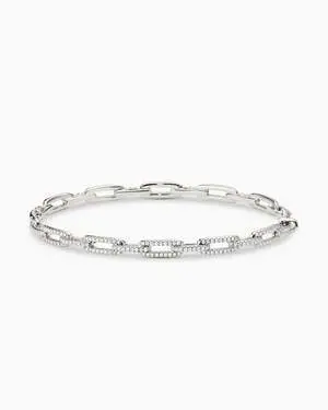 David Yurman 18k White Gold Stax Chain Link Bracelet - Diamond