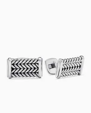 David Yurman Chevron Cufflinks In Sterling Silver - All Sterling Silver