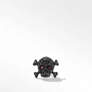 David Yurman Sterling Silver Pavé Skull Stud Earring