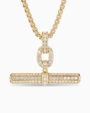David Yurman Lexington Barrel Pendant In 18k Yellow Gold With Diamonds - Diamond