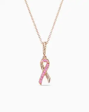 David Yurman 18k Rose Gold Ribbon Necklace - Pink Sapphire