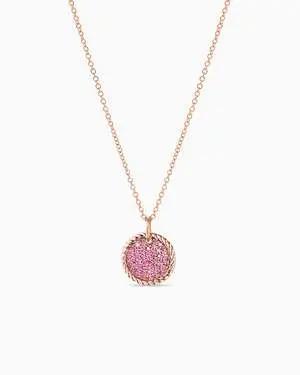 David Yurman Cable Collectibles® Pavé Plate Necklace - Pink Sapphire