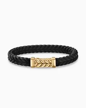 David Yurman Chevron Bracelet With 18k Yellow Gold - Black Rubber