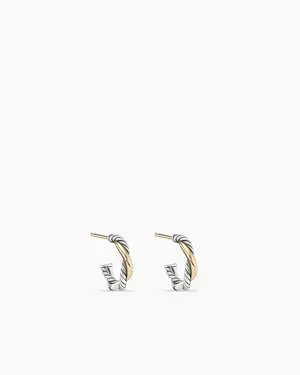 David Yurman Petite Infinity Huggie Hoop Earrings - Sterling Silver/14k Yellow Gold