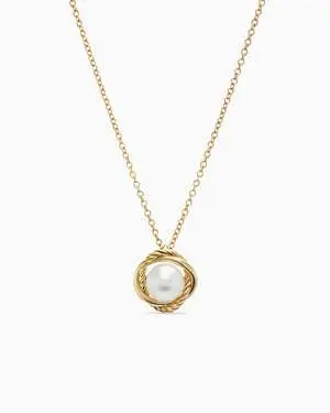 David Yurman 18k Yellow Gold Infinity Pendant Necklace - Pearl
