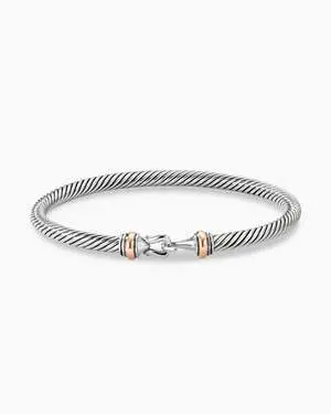 David Yurman Buckle Classic Cable Bracelet - Silver/18k Rose Gold