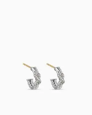 David Yurman Petite X Hoop Earrings - Diamond