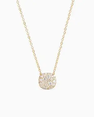 David Yurman 18k Yellow Gold Cushion Pendant Necklace With Diamonds - Diamond